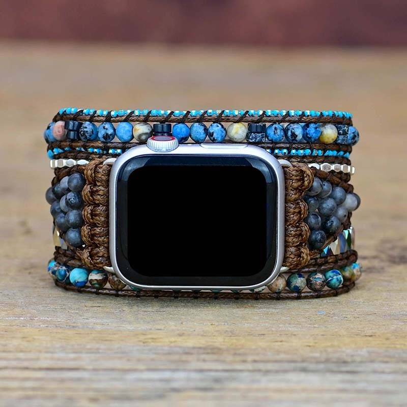 Calming Energy Bohemian Apple Watch Strap - Dewdrops & Vines
