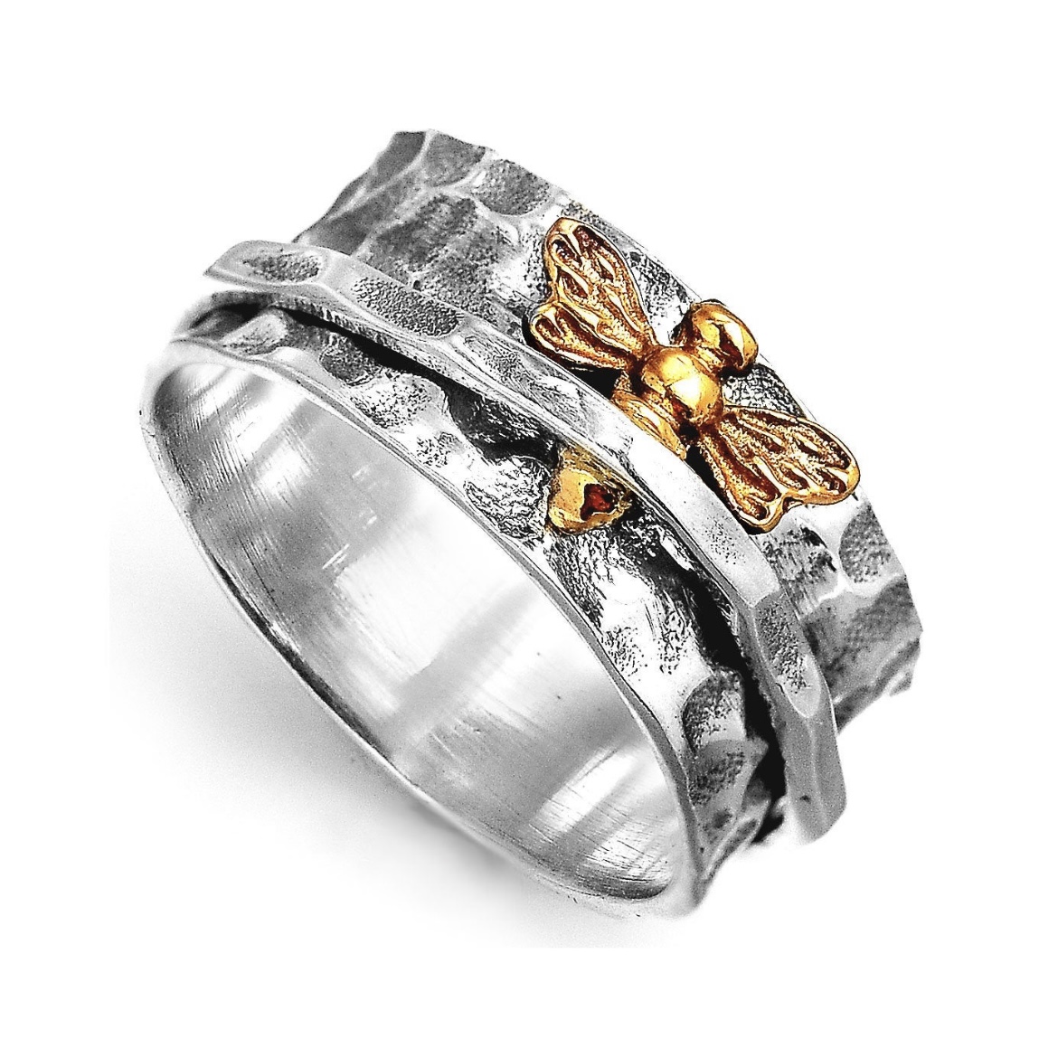 Vintage Bee Spinner Ring - Dewdrops & Vines