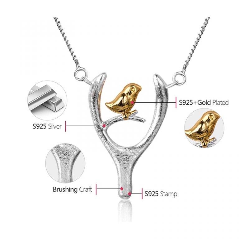 BIRD ON A WISHBONE NECKLACE - Dewdrops & Vines