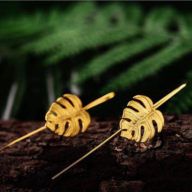 STATEMENT MONSTERA LEAF GOLD SET - Dewdrops & Vines