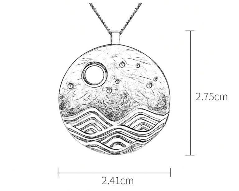 MOONLIGHT SHADOW PENDANT NECKLACE - Dewdrops & Vines