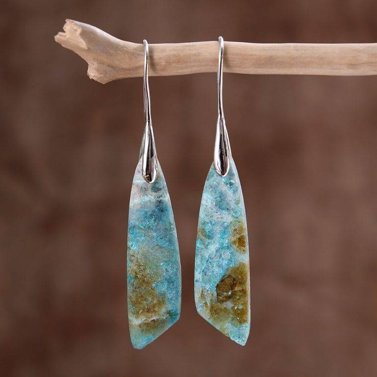 CALMING AMAZONITE DANGLE EARRINGS - Dewdrops & Vines